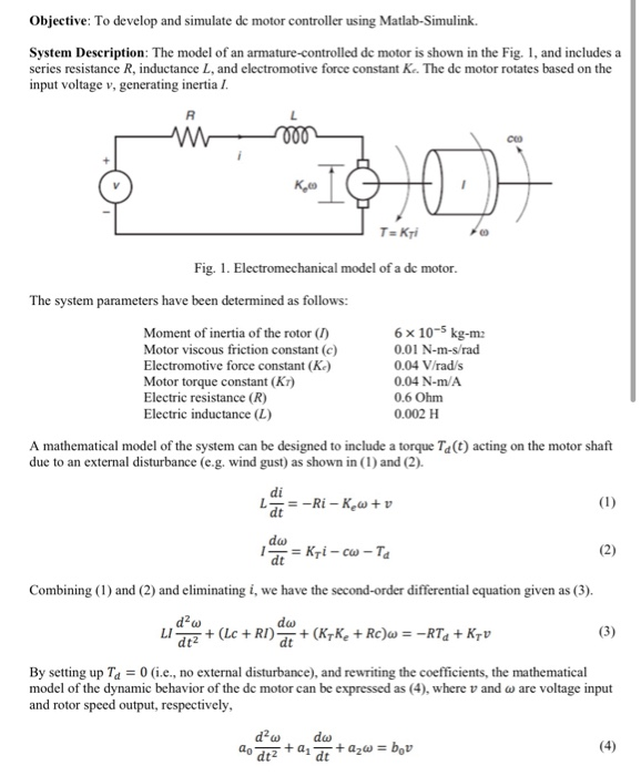 Solved Objective To Develop And Simulate De Motor Chegg