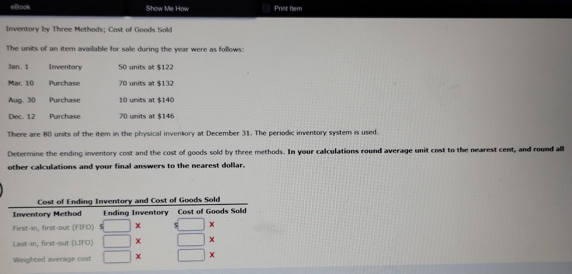 Solved eBookShow Me HowPrint ItemInventory by Three Methods; | Chegg.com