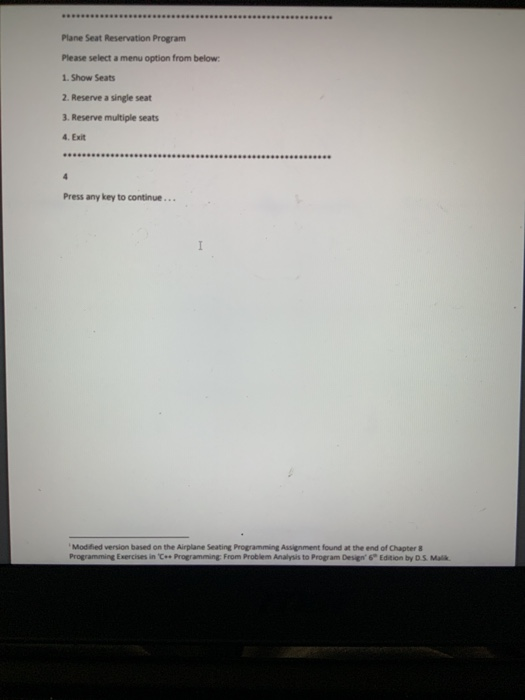 Solved Airplane Seating Programming Assignment CSC 211 | Chegg.com
