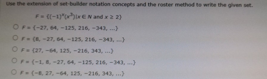 Solved Use the extension of set-builder notation concepts | Chegg.com