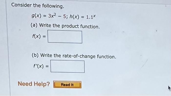 Solved Consider the following. g(x)=3x2−5;h(x)=1.1x (a) | Chegg.com