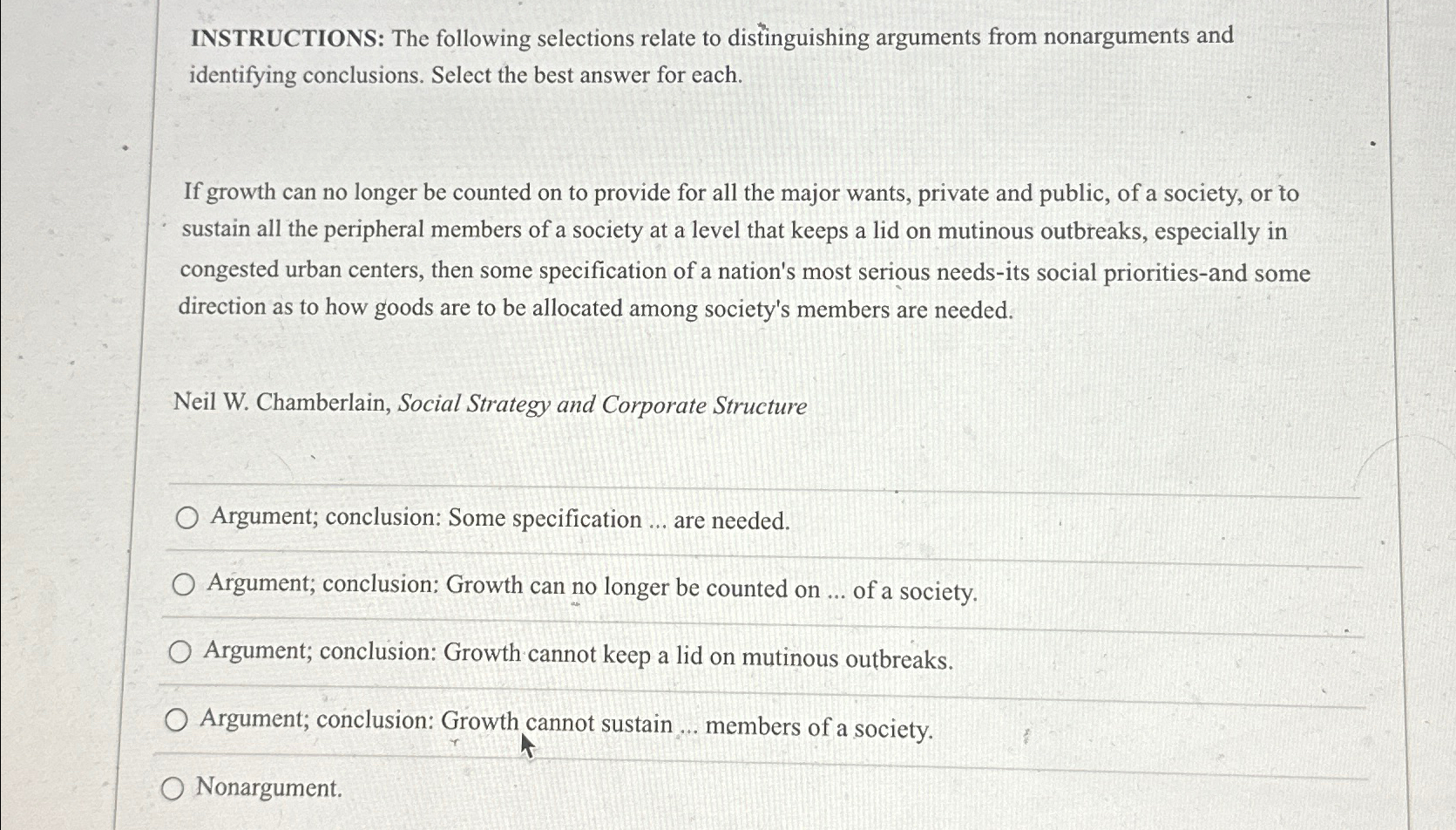 Solved INSTRUCTIONS: The following selections relate to | Chegg.com