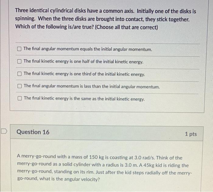 Solved Three identical cylindrical disks have a common axis. | Chegg.com