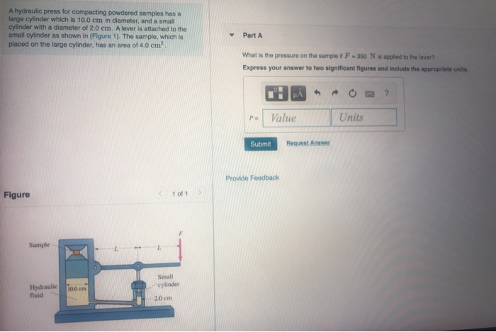 Solved A hydraulic press for compacting powdered samples has | Chegg.com