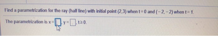 Solved Find a parametrization for the ray (halfline) with | Chegg.com