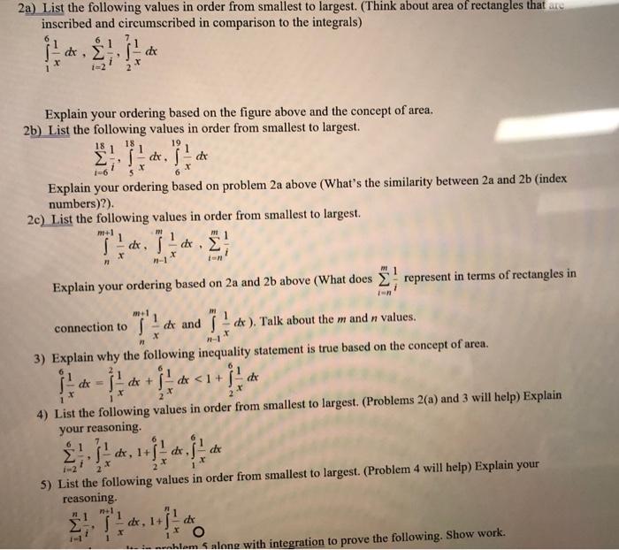 Solved 2a) List the following values in order from smallest | Chegg.com
