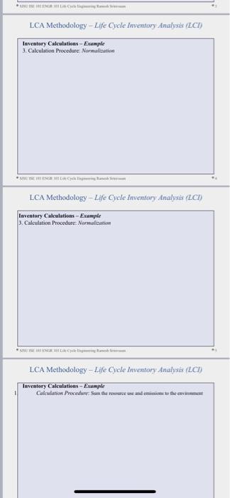 LCA Methodology - Life Cycle Imentory Analysis (LCI) | Chegg.com