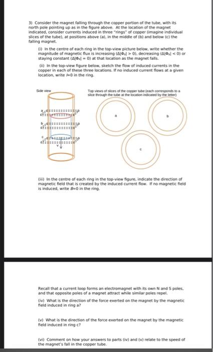 Solved 3) Consider the magnet falling through the copper | Chegg.com