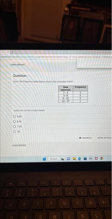 Solved Given the frequency table below, what is the | Chegg.com