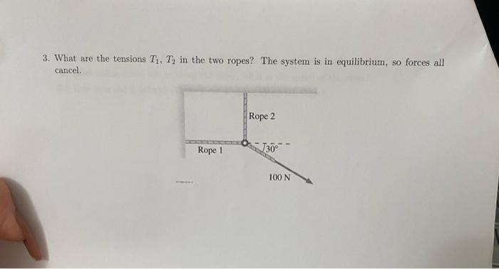 Solved 3. What are the tensions T1,T2 in the two ropes? The | Chegg.com