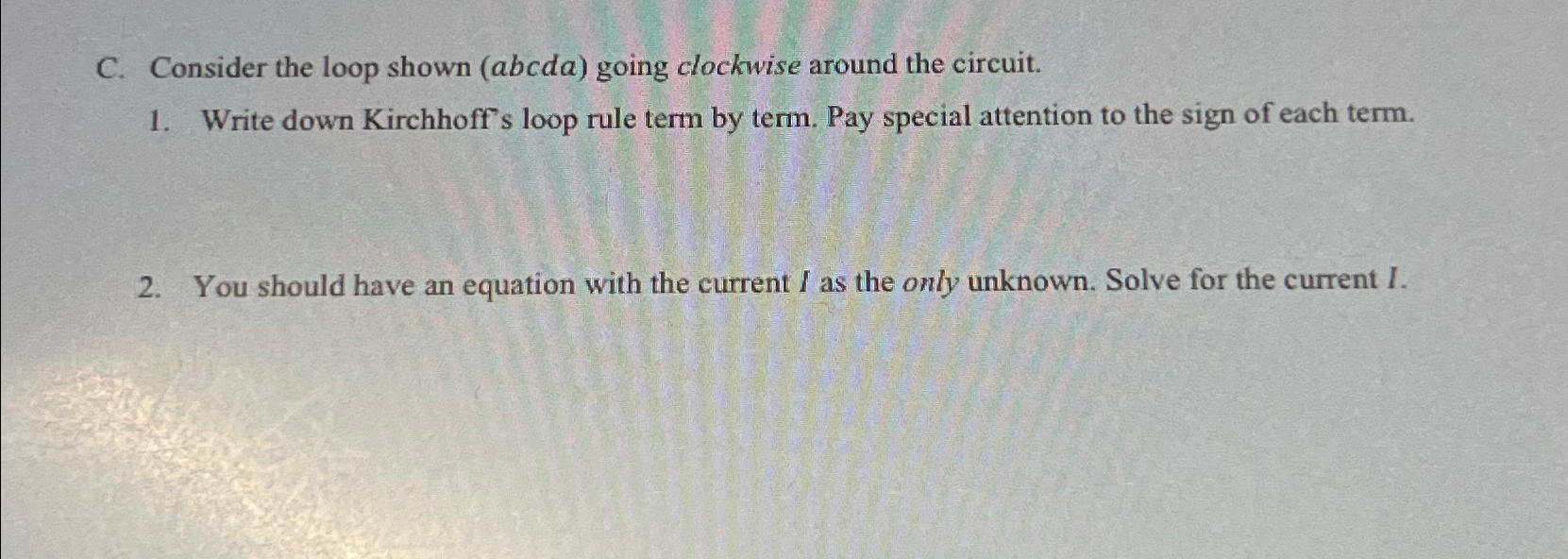Solved C. ﻿Consider the loop shown ( ﻿abcda going clockwise | Chegg.com