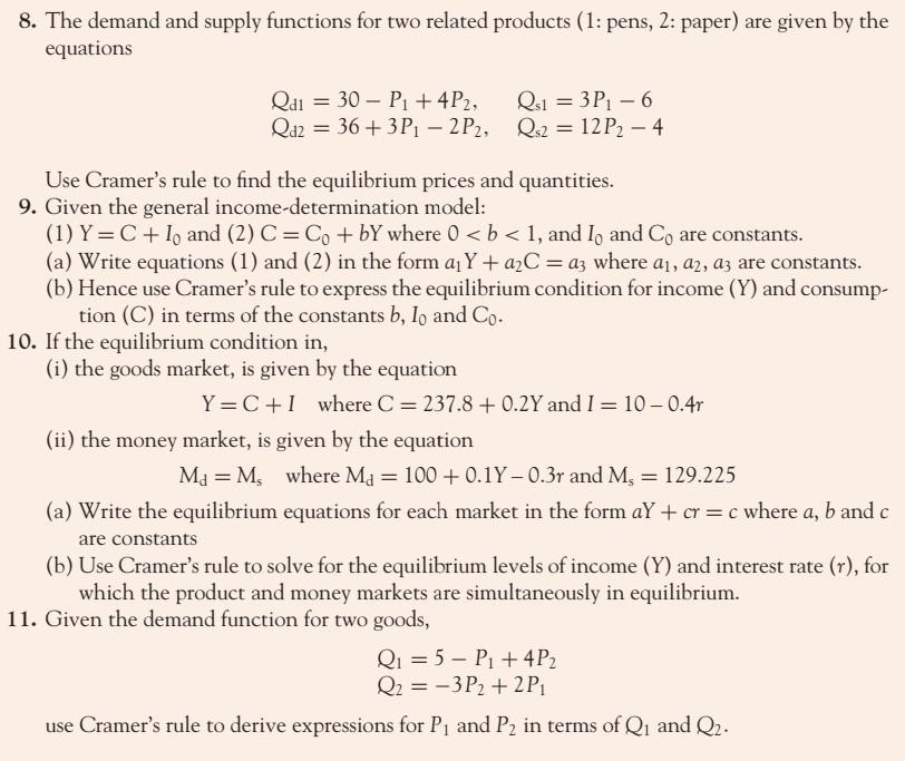 Solved 8. The demand and supply functions for two related | Chegg.com