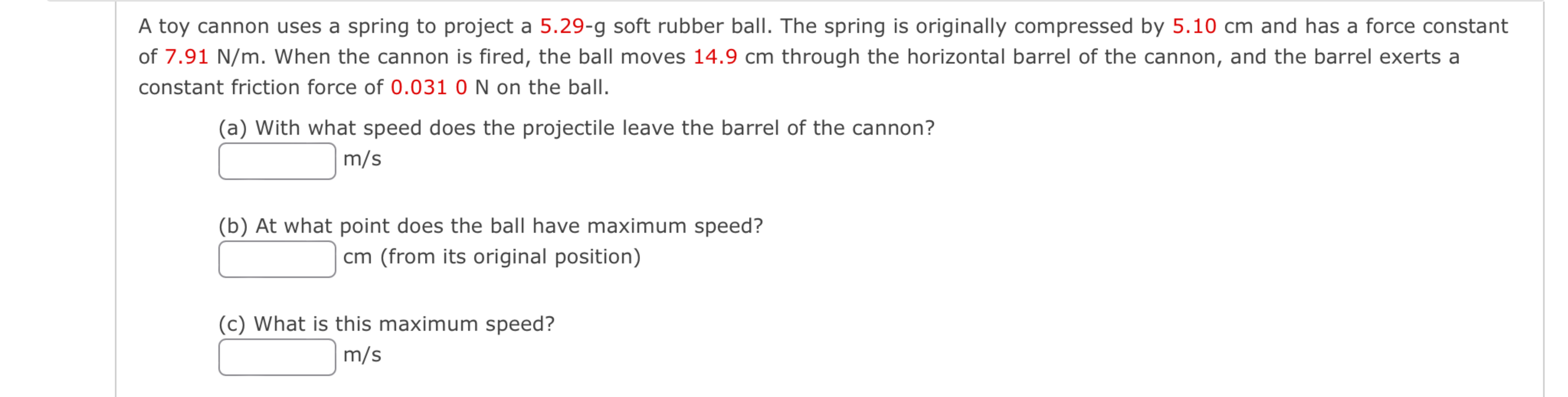 Solved A toy cannon uses a spring to project a 5.29-g soft | Chegg.com