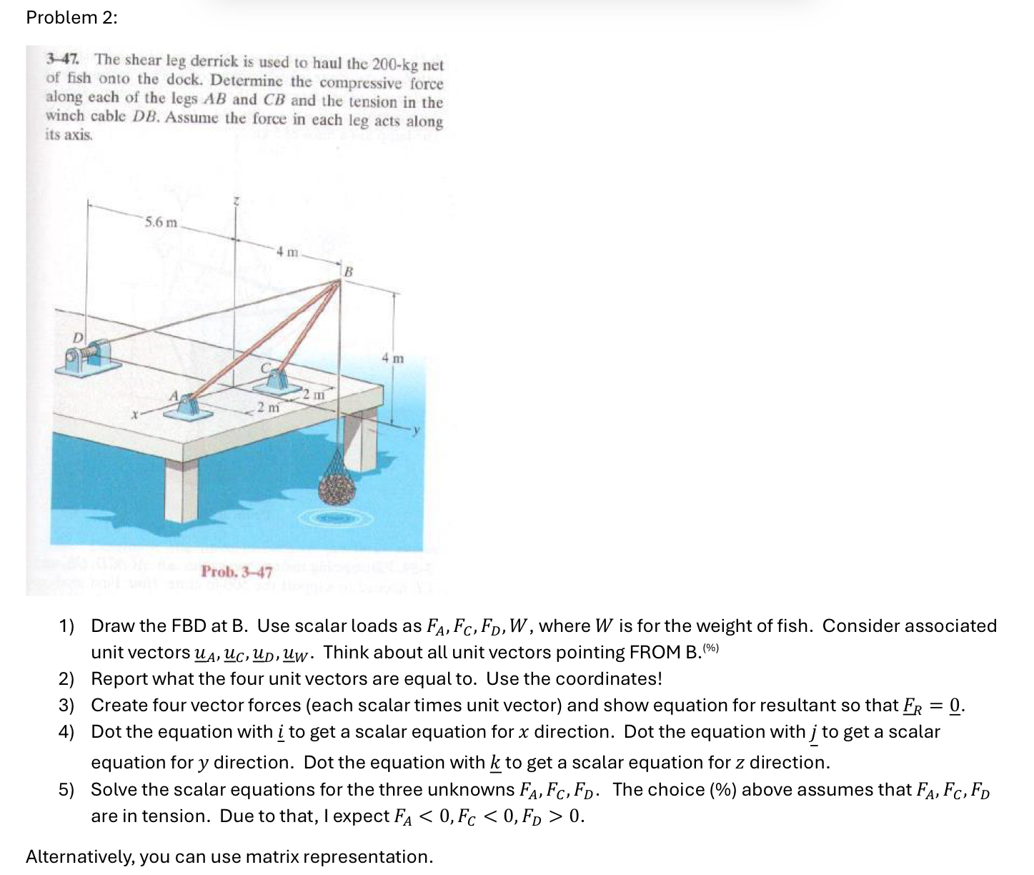 Solved Problem 2:3-47. ﻿The shear leg derrick is used to | Chegg.com