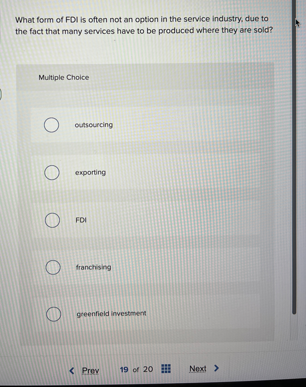 Solved What form of FDI is often not an option in the | Chegg.com