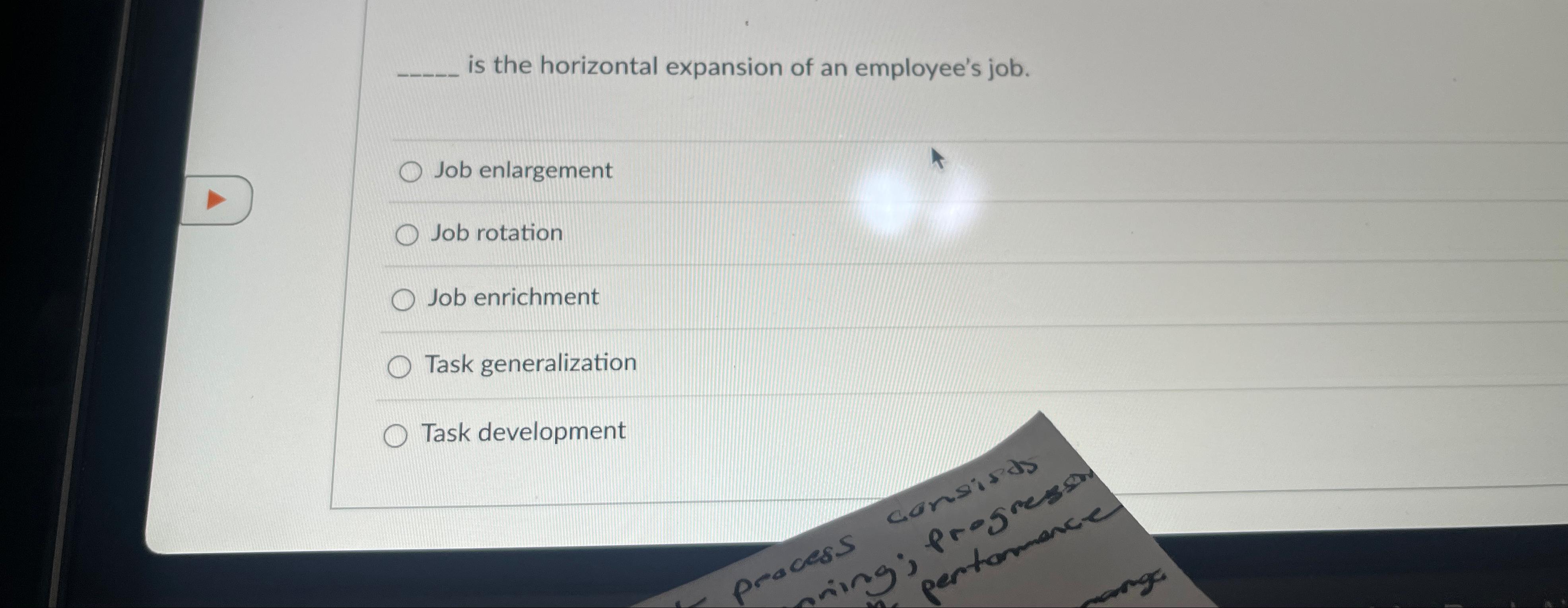 Solved is the horizontal expansion of an employee's job.Job | Chegg.com
