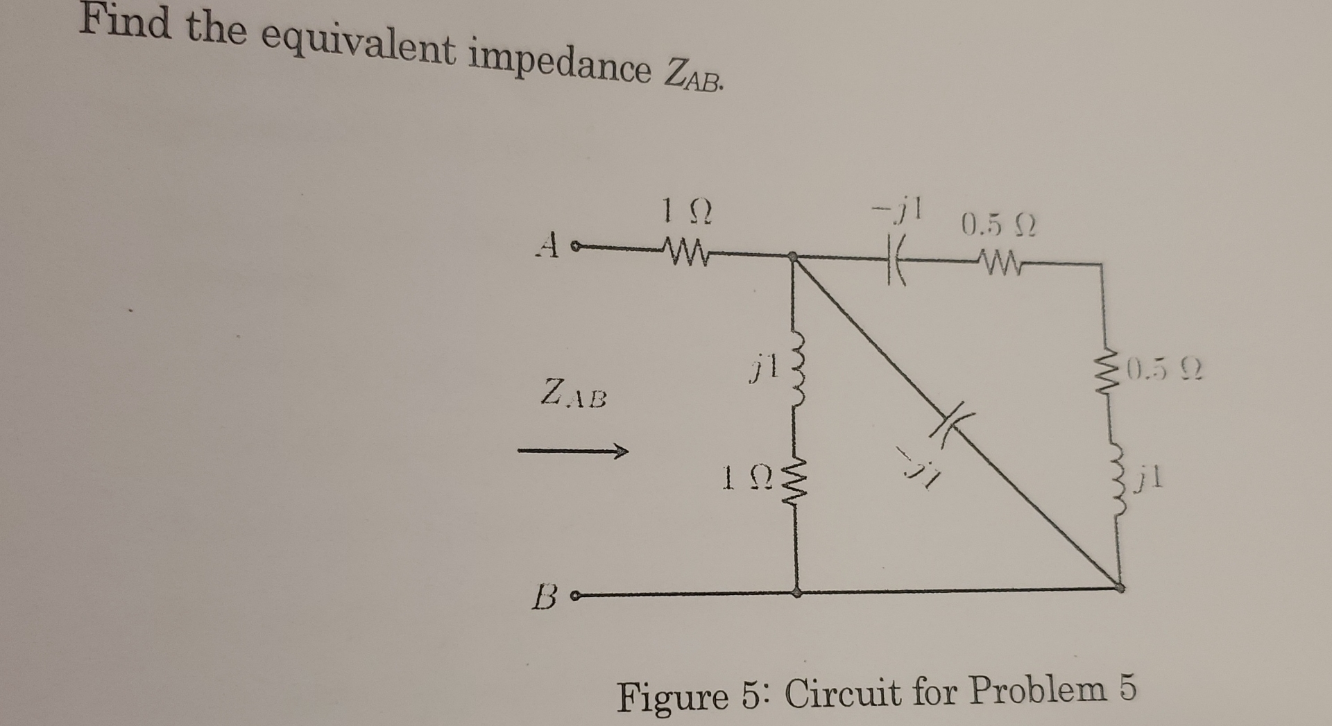 Solved Find the equivalent impedance ZAB.Figure 5: Circuit | Chegg.com