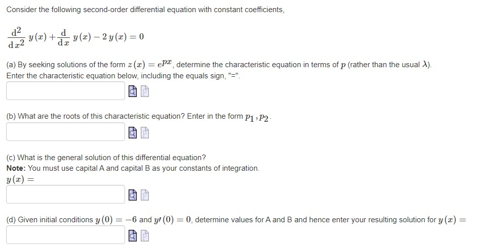 Solved Consider the following second-order differential | Chegg.com