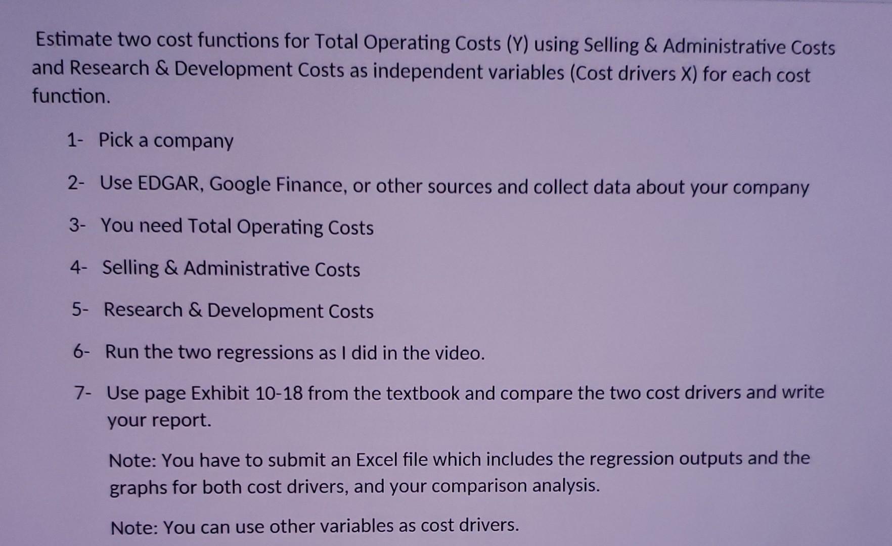Solved Estimate two cost functions for Total Operating Costs | Chegg.com