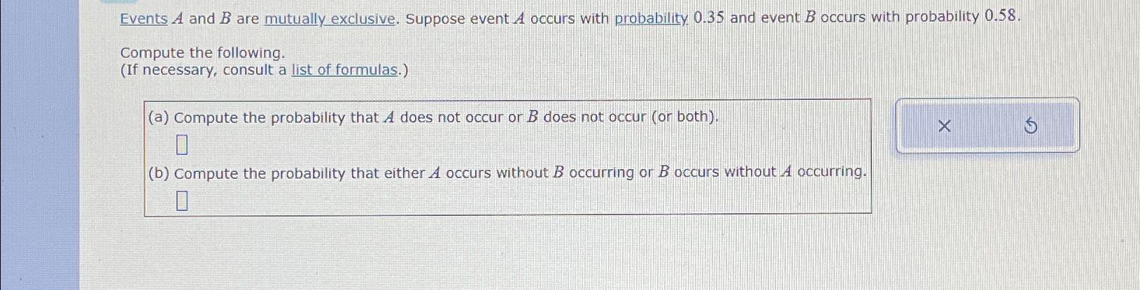 Solved Events A and B ﻿are mutually exclusive. Suppose event | Chegg.com