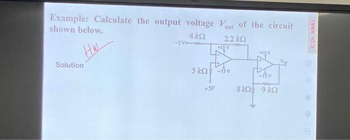 Solved Example; Calculate the output voltage Vout of the | Chegg.com