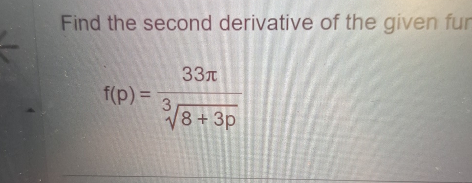 Solved Find the second derivative of the given | Chegg.com