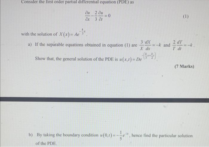 Solved Consider the first order partial differential | Chegg.com