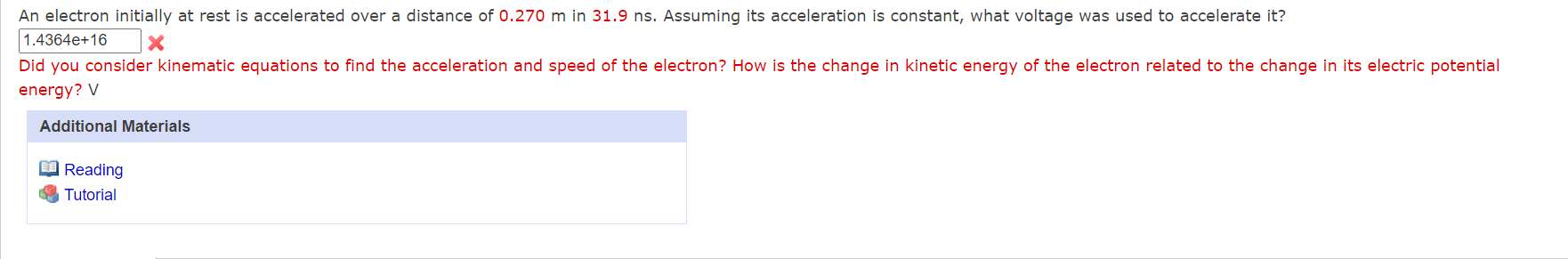 Solved An Electron Initially At Rest Is Accelerated Over A