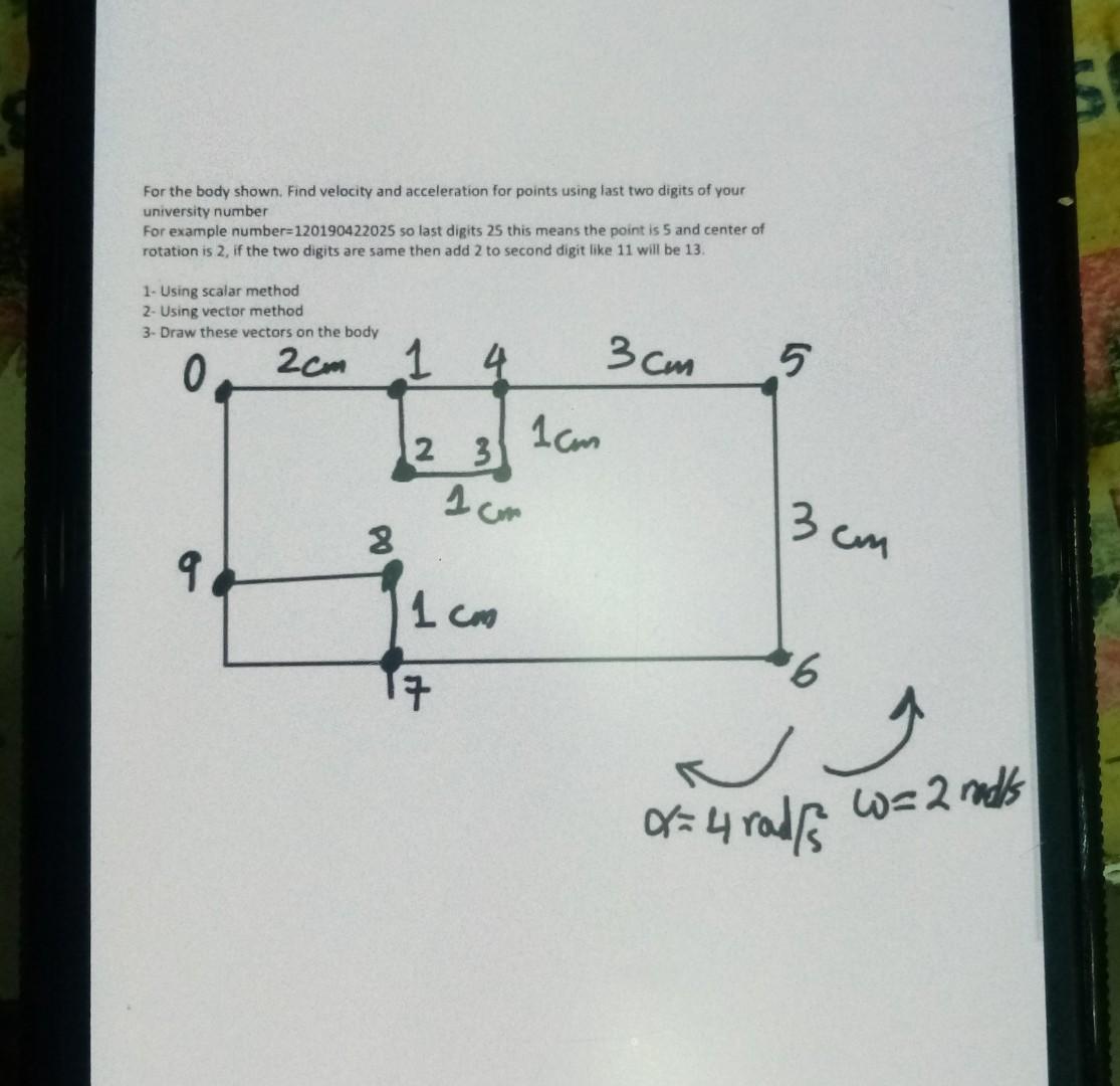 Solved For the body shown. Find velocity and acceleration | Chegg.com