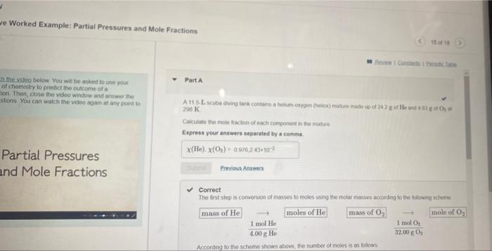 Solved we Worked Example: Partial Pressures and Mole | Chegg.com