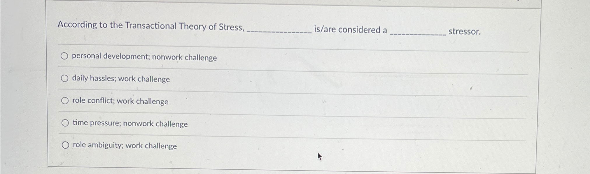 Solved According to the Transactional Theory of Stress, | Chegg.com
