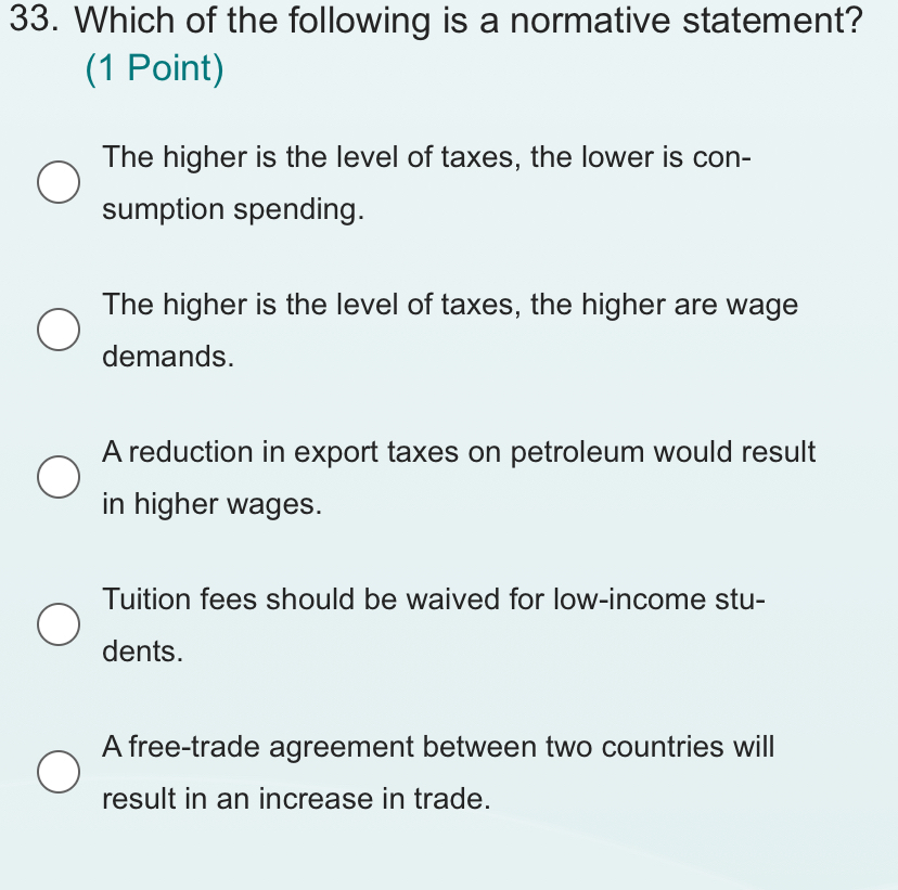 Solved Which of the following is a normative statement?(1 | Chegg.com