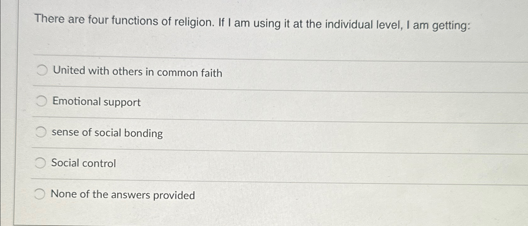 Solved There are four functions of religion. If I am using | Chegg.com