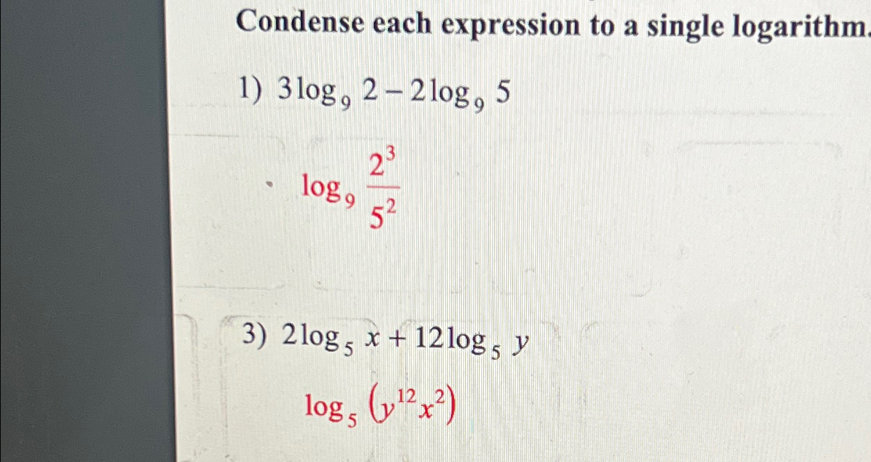 Solved Condense each expression to a single | Chegg.com