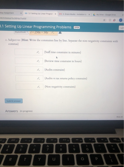Solved 3 1 Setting Up Linear Programming Problems Open I Am