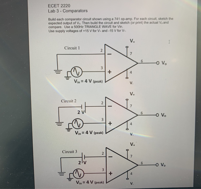 Solved ECET 2220 Lab 3 - Comparators Build each comparator | Chegg.com