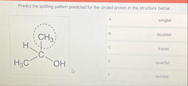 Solved Predict the splitting pattern predicted for the | Chegg.com