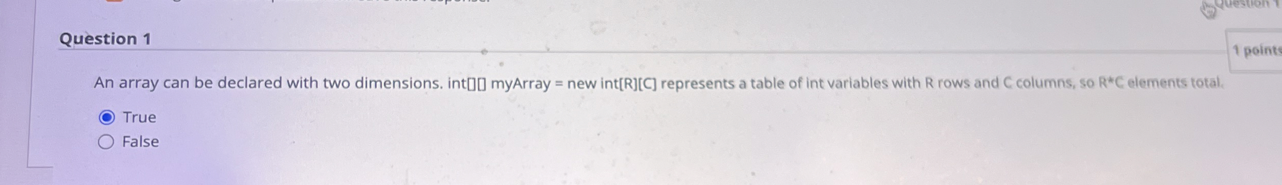 Solved Question 11 ﻿point An array can be declared with two | Chegg.com