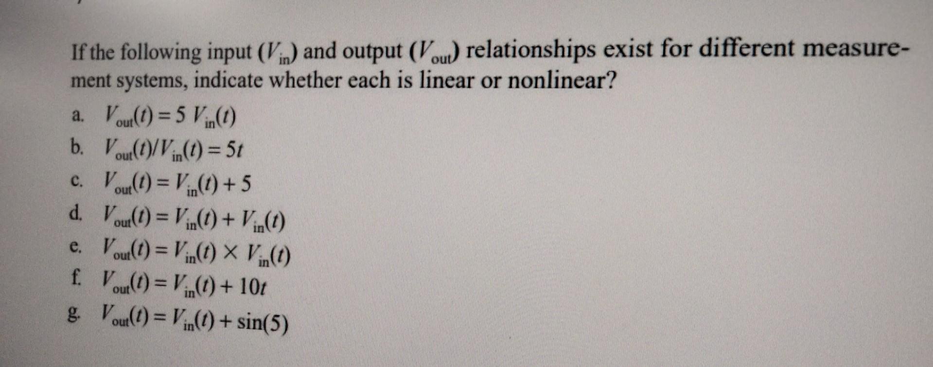 Solved If the following input (Vin ) and output (Vout ) | Chegg.com
