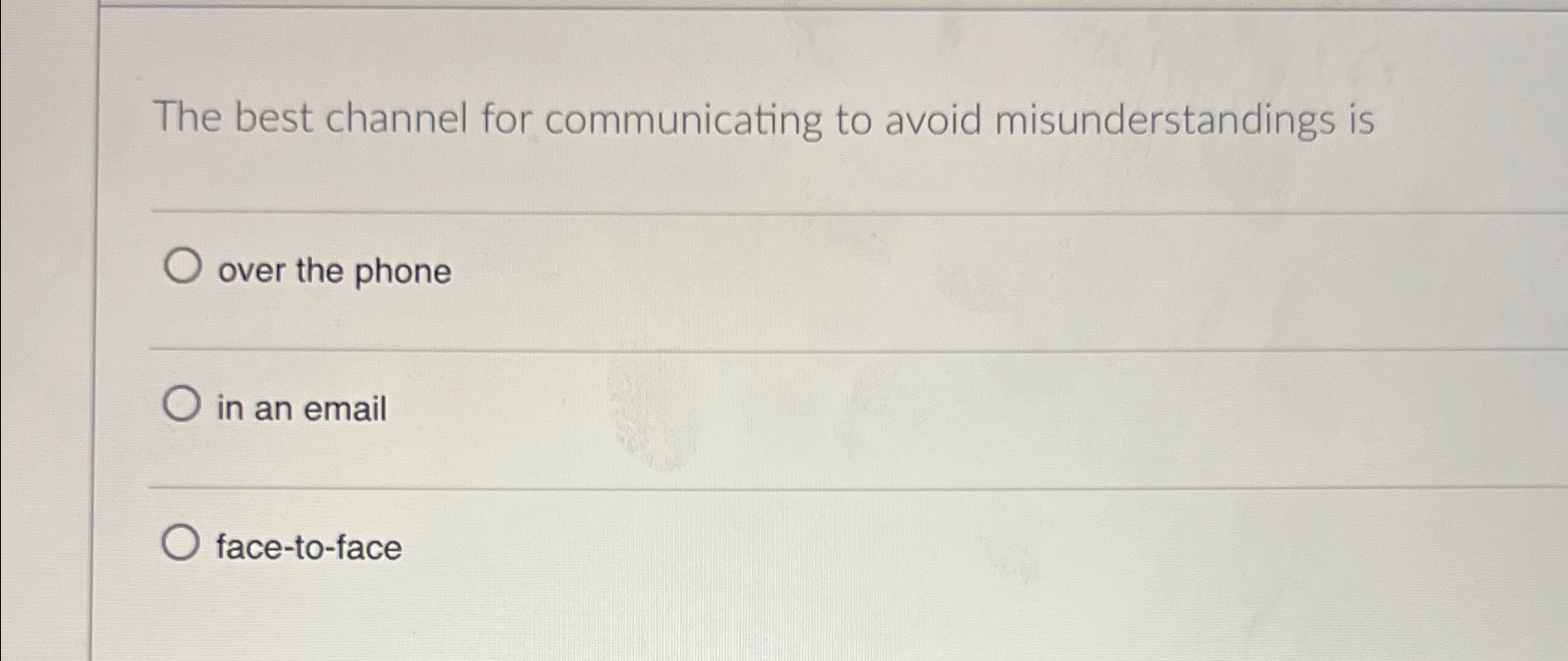 Solved The best channel for communicating to avoid | Chegg.com