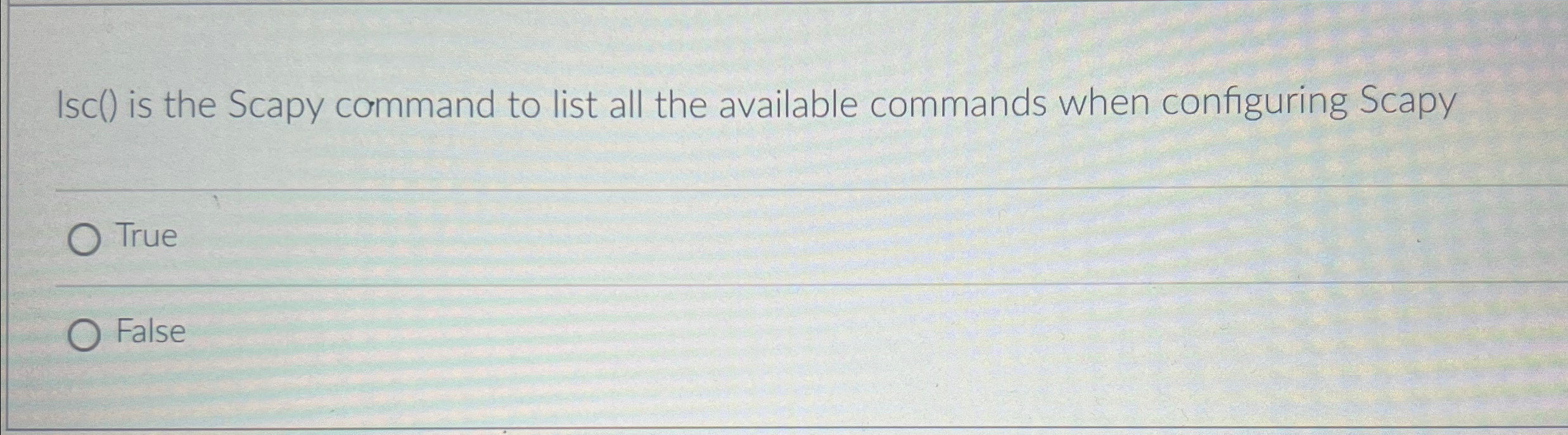 Solved Isc ﻿is The Scapy Command To List All The Available