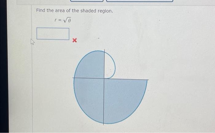 Solved Find the area of the shaded region. r = √6 X | Chegg.com
