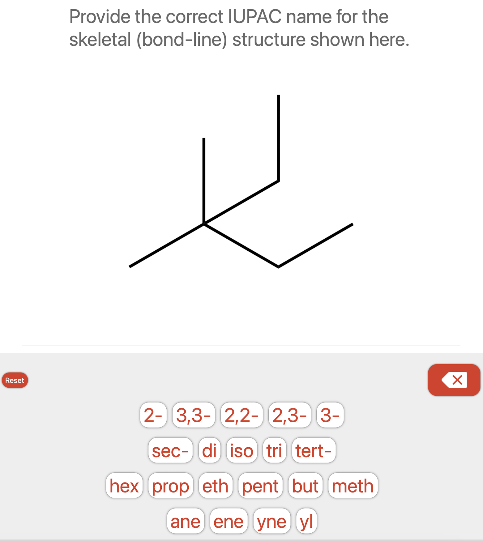 Solved Provide the correct IUPAC name for the skeletal | Chegg.com