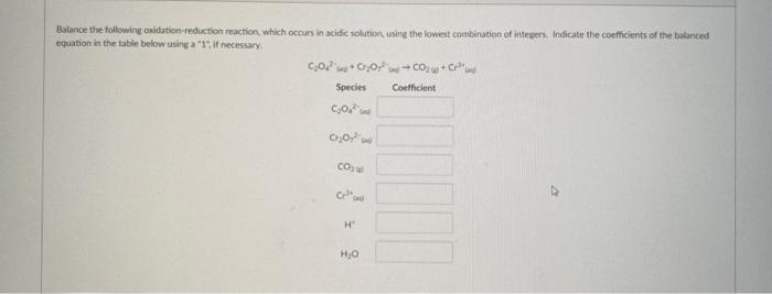Solved Balance the following oxidation-reduction reaction, | Chegg.com