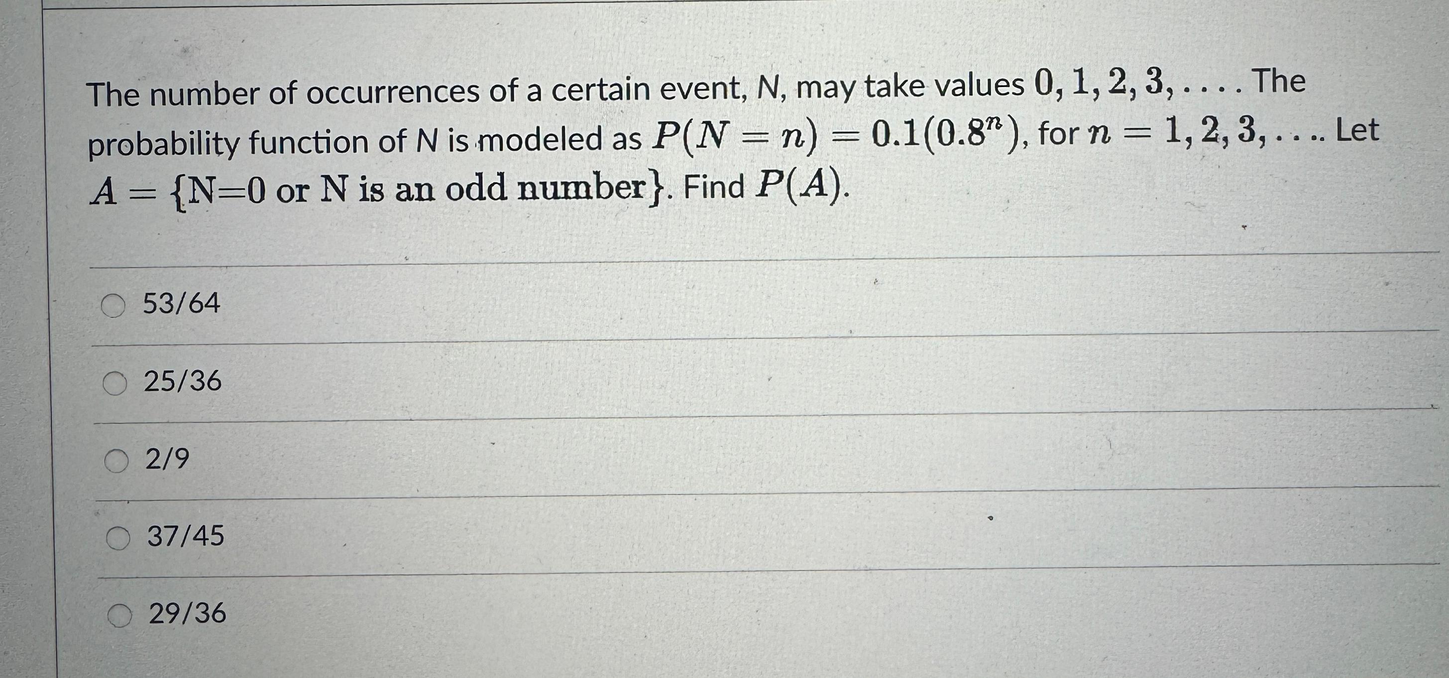 Solved The number of occurrences of a certain event, N, ﻿may | Chegg.com