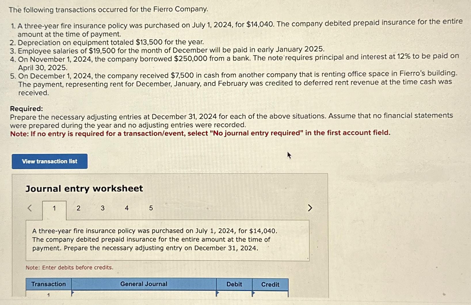 Solved The following transactions occurred for the Fierro | Chegg.com