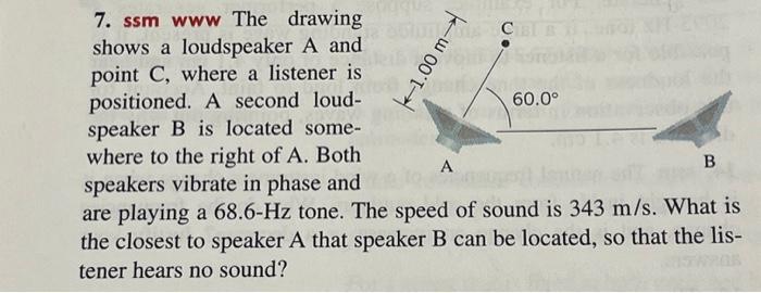 Solved 7. ssm www The drawing shows a loudspeaker A and | Chegg.com