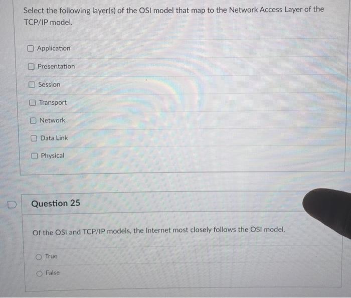Solved Select the following layer(s) of the OSI model that | Chegg.com