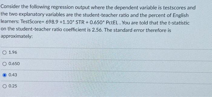 Solved What does a regression with a dummy variable examine? | Chegg.com