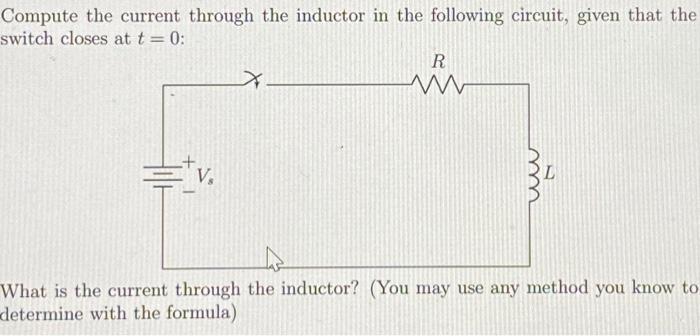 Solved Compute the current through the inductor in the | Chegg.com